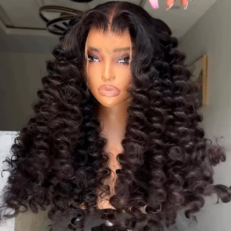 15A Grade | eullair Bouncy Curly Hair Wig Wand Curl Human Hair Lace Fr ...