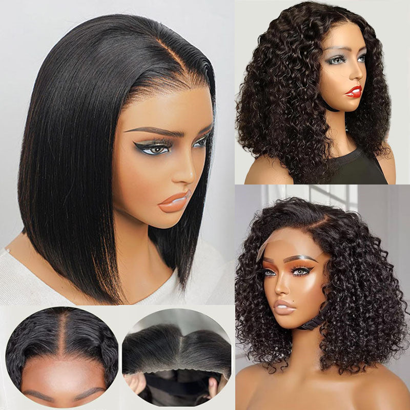 Flash Sale|eullair Short Curly Glueless Bob Wig Lace Front Human Hair ...