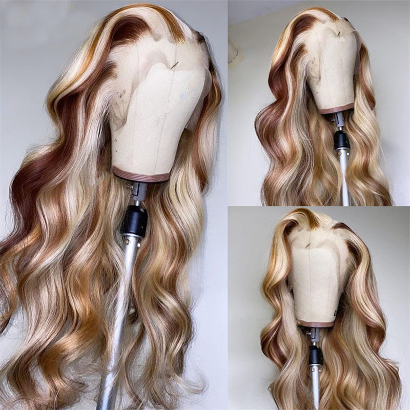 eullair P8/613 Piano Hightlights Body Wave 13×4 Lace Frontal Wig Brown ...